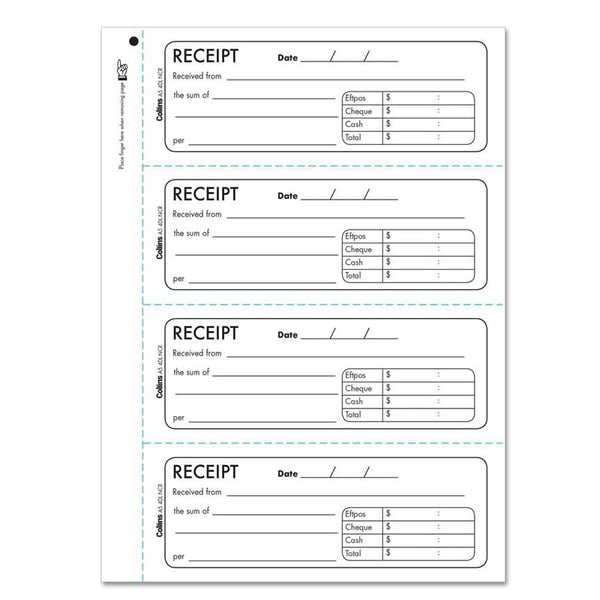 Collins Cash Receipt A5 4DL No Carbon Required 400 Duplicate Receipts ...