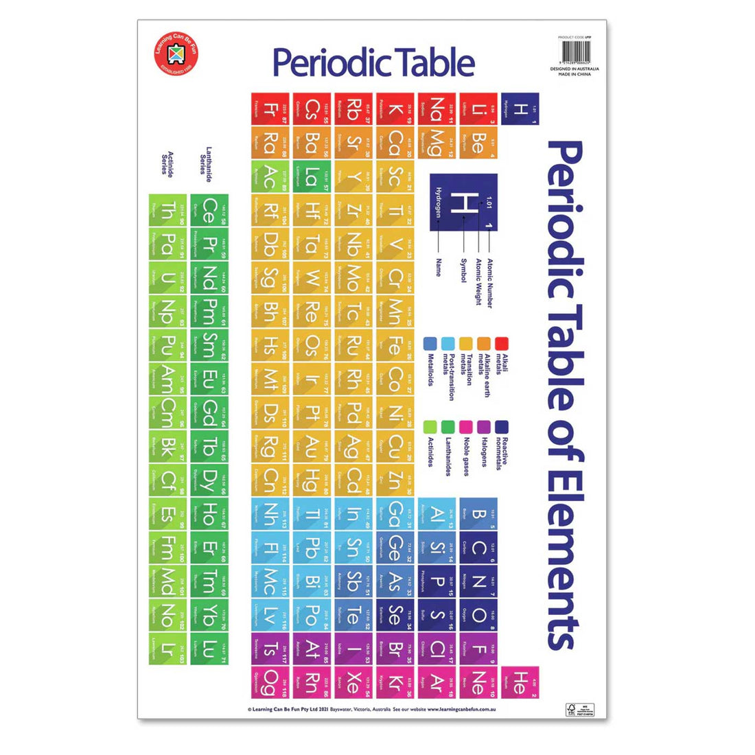 LCBF Periodic Table Wall Chart Poster Double-Sided 74 x 50cm – School ...