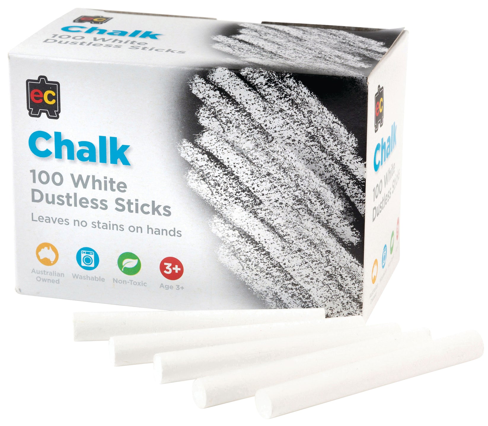 EC Dustless White Chalk Sticks 100 Pack – School Depot NZ