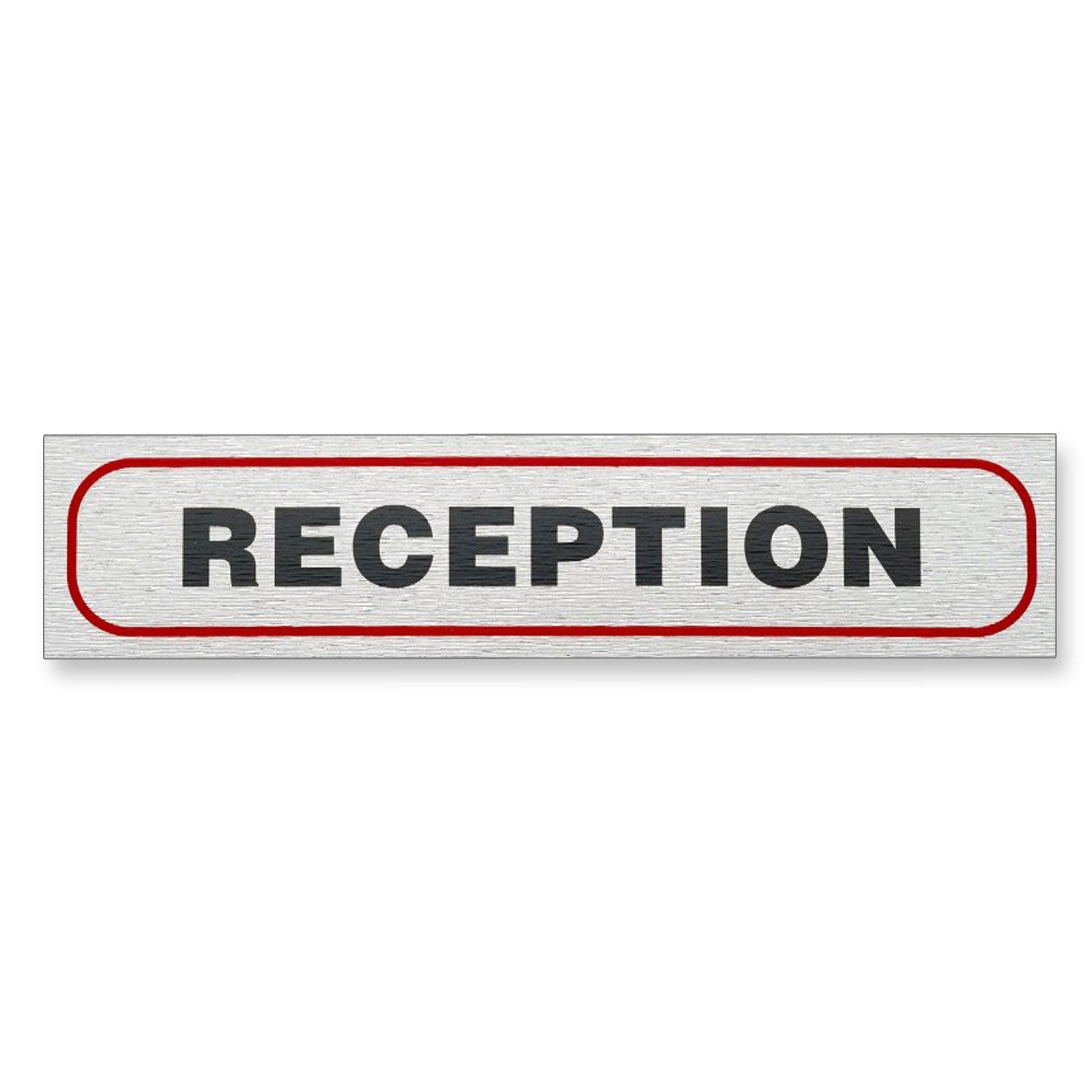 Information Sign RECEPTION 17 x 4cm Brushed Aluminium [Self-Adhesive ...
