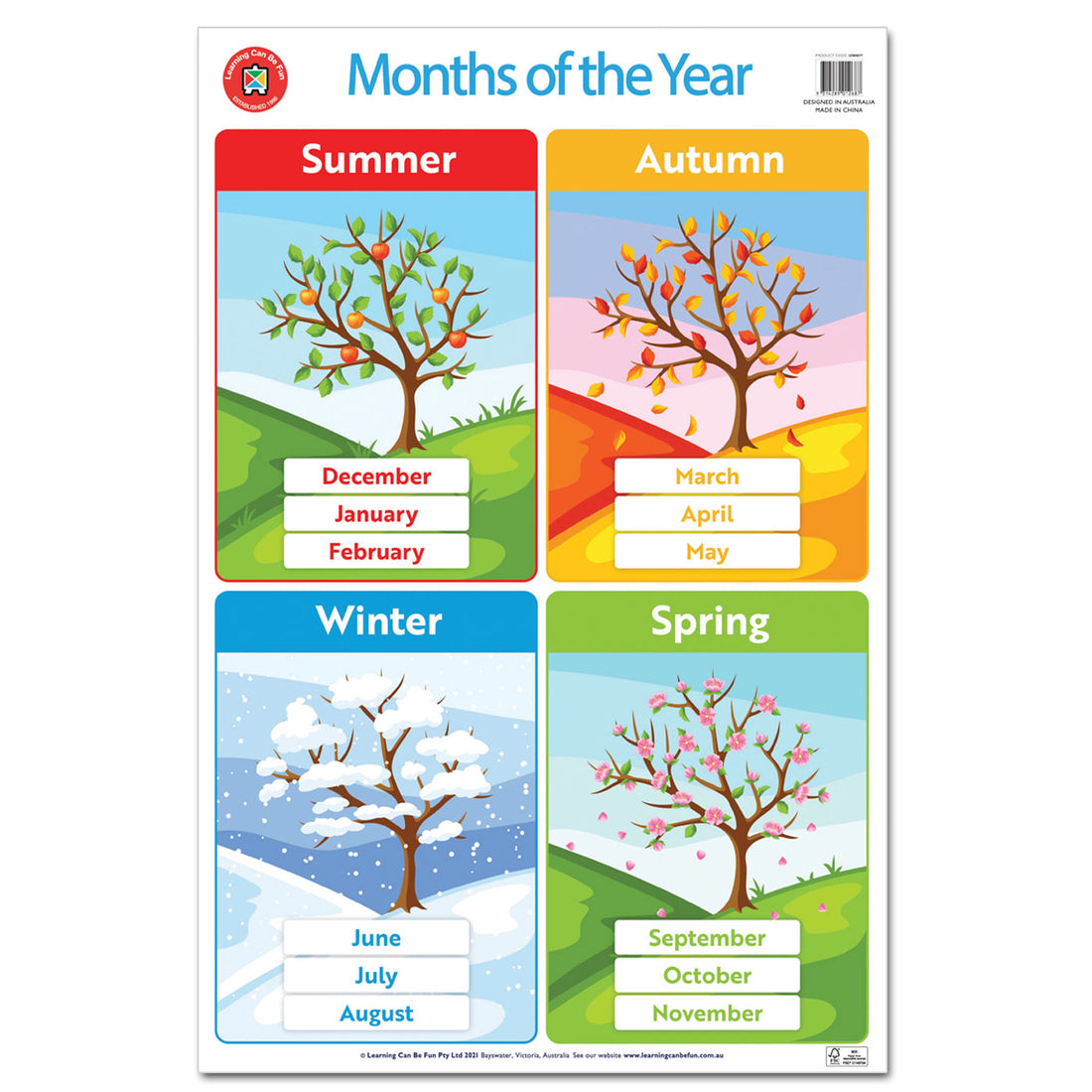 LCBF Wall Chart Days of the Week & Months of the Year Poster 74 x 50cm ...