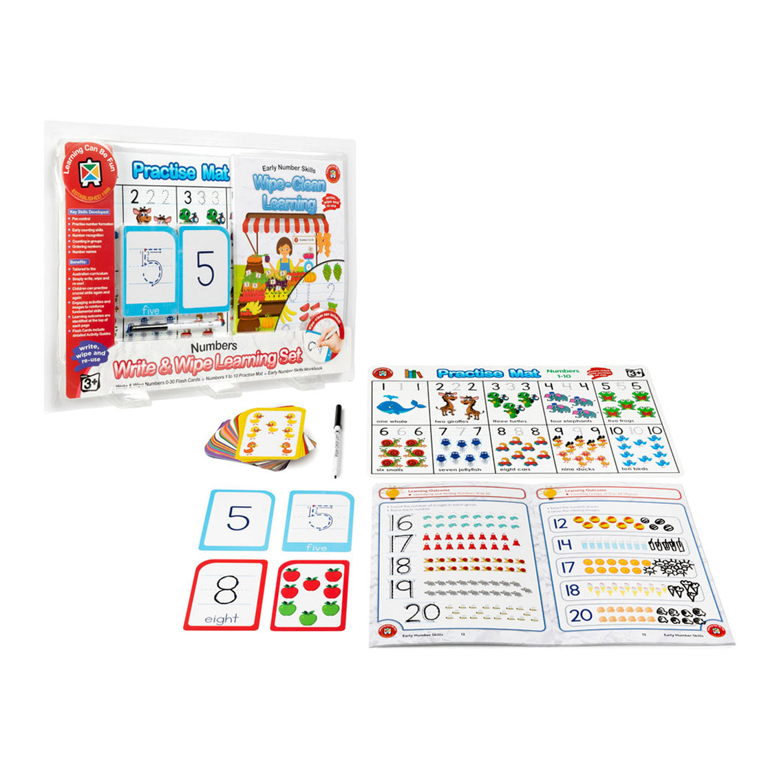 LCBF Write & Wipe Learning Set Early Numbers – School Depot NZ