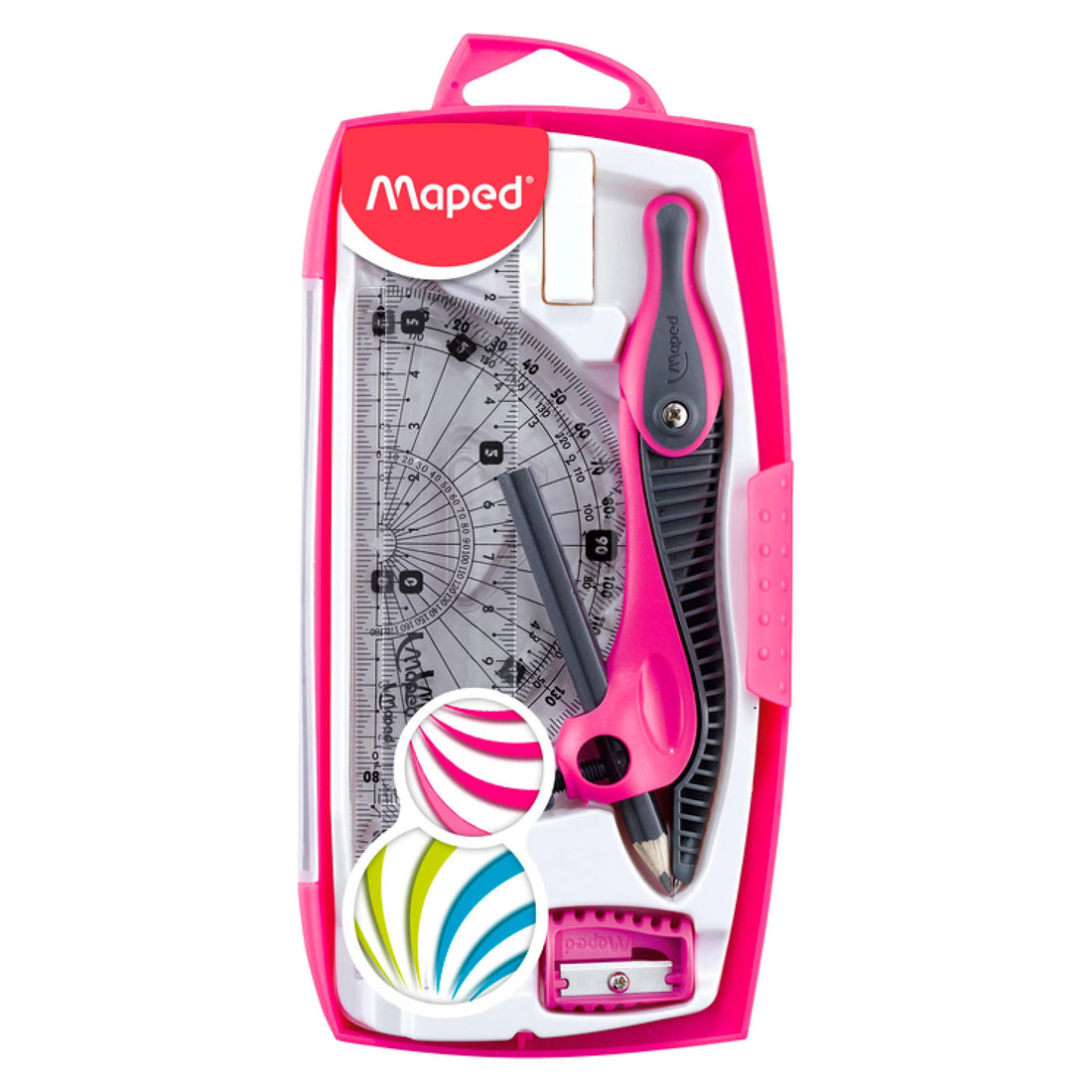 Maped Maths Geometry Set 8 Piece Graphic Pink – School Depot NZ