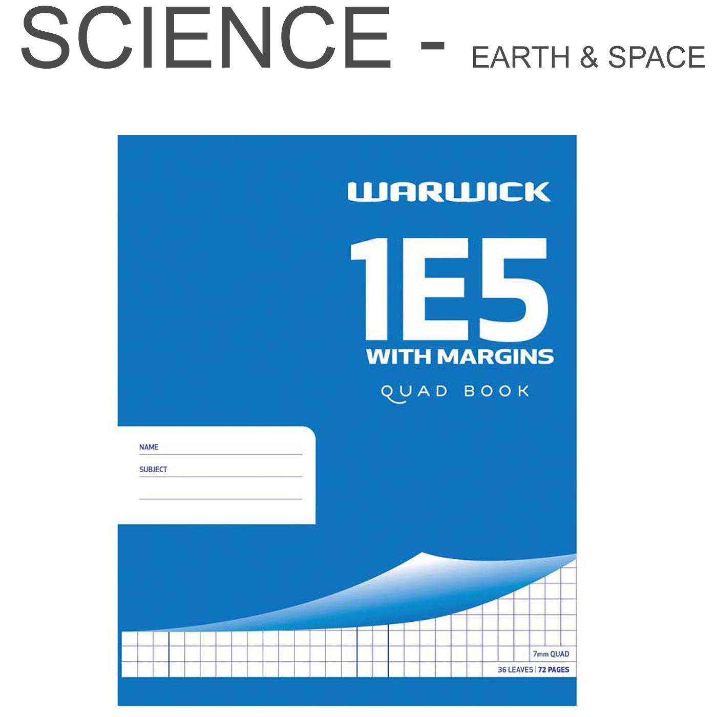 Warwick 1E5 Quad Book (QB) with Margins 36 Leaf 7mm Quad – School Depot NZ